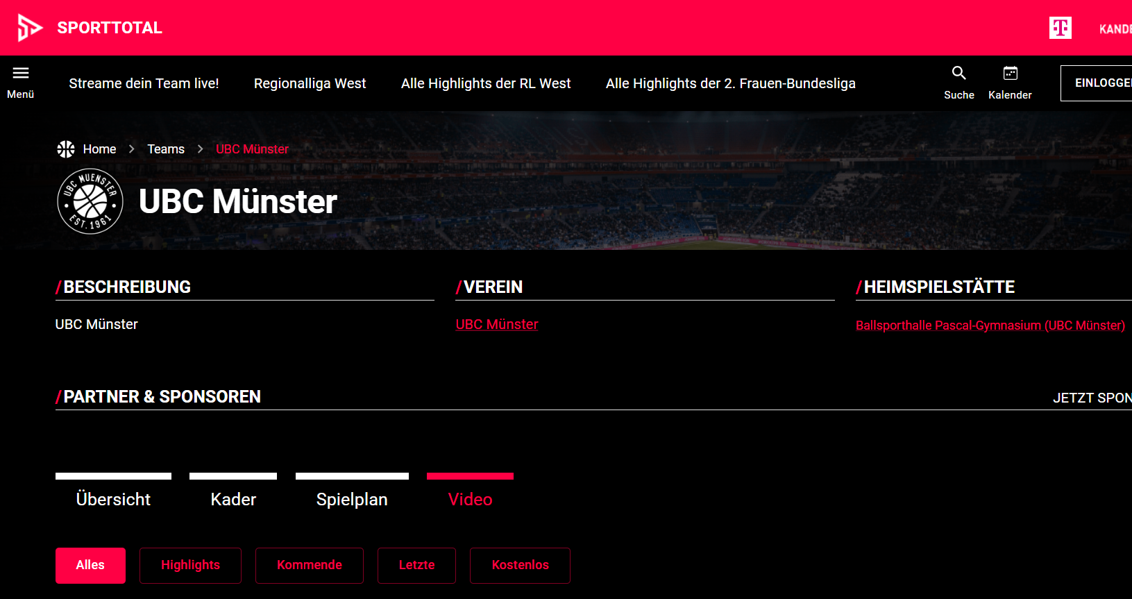 Regionalliga und NBBL/JBBL-Spiele ab sofort live auf Sporttotal – UBC Münster e.V.